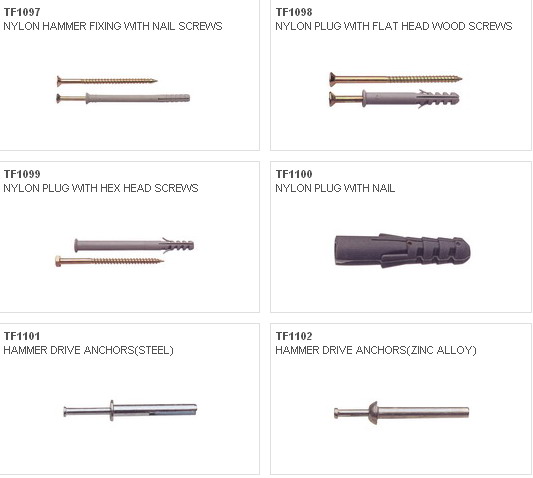 NYLON PLUG WITH NAIL,HAMMER DRIVE ANCHORS,NYLON HAMMER FIXING WITH NAIL ...